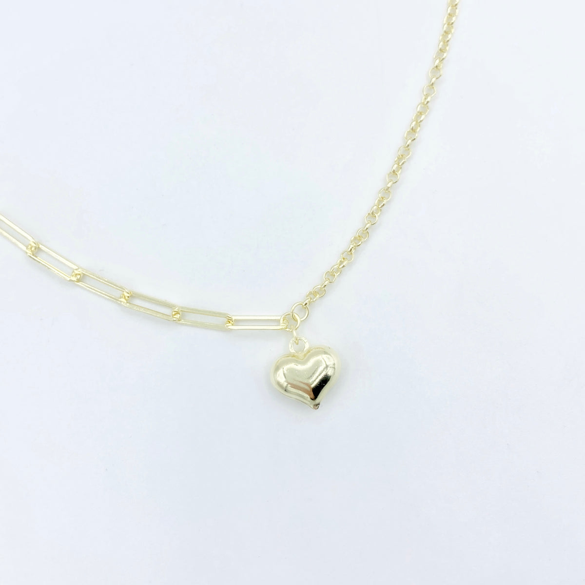 Half/Half Paperclip Puffed Heart Necklace – The Sterling Society