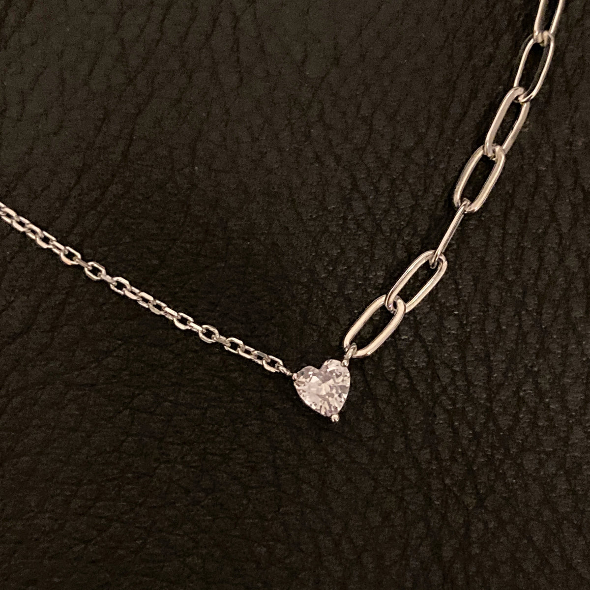 Half/Half Paperclip Heart Solitaire Necklace - Silver – The Sterling ...